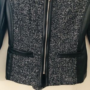 Insight | Jackets & Coats | Tweed And Faux Leather Blazer | Poshmark